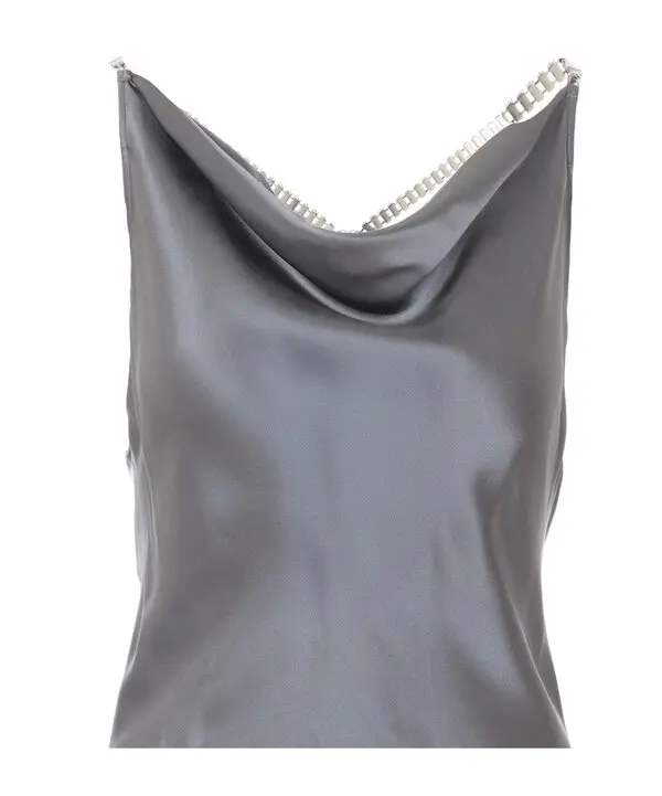 Patrizia Pepe Sleeveless Cowl Neck Crystal Trim Dress