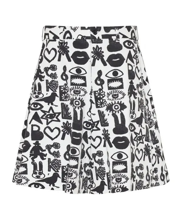 Comme Des Garçons Belt Loop Shorts With Graphic Print - White