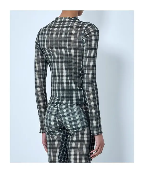 KNWLS Halcyon Plaid Sheer Long Sleeve Top