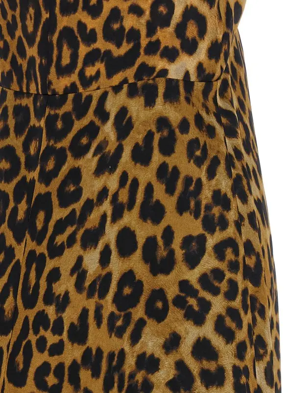 Alberta Ferretti Leopard Print V-neck Maxi Dress
