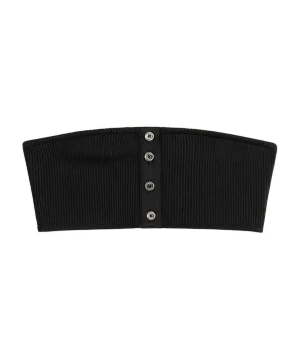 TOTEME Ribbed Strapless Bikini Top With Silver Buttons - Black