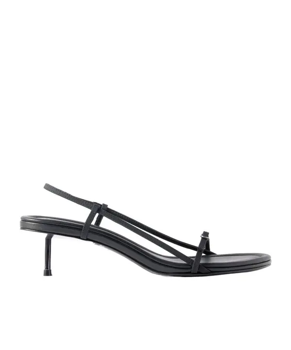 ST. AGNI Petite Recycled-twill And Leather Slingback Sandals - Black