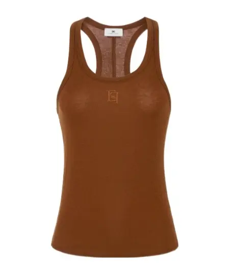 Elisabetta Franchi Logo Racerback Tank Top - Leather