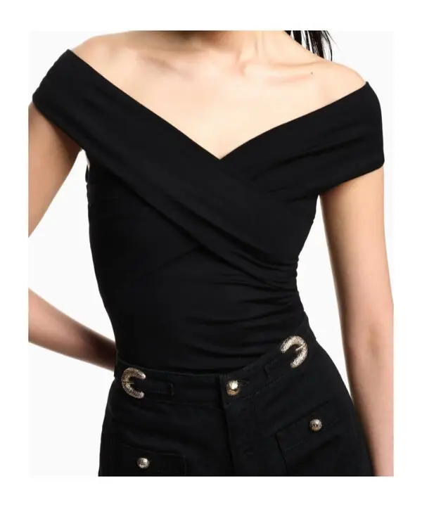 Emporio Armani Draped Cross-front V-neck Top
