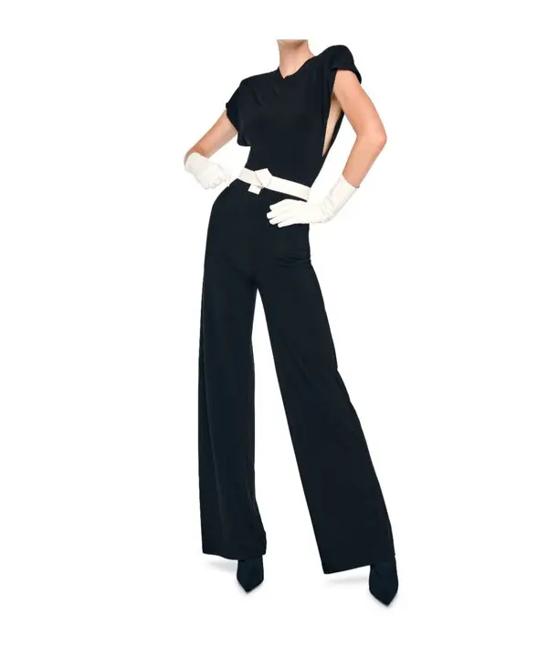 Norma Kamali Cap Sleeve Shoulder Pad Jumpsuit