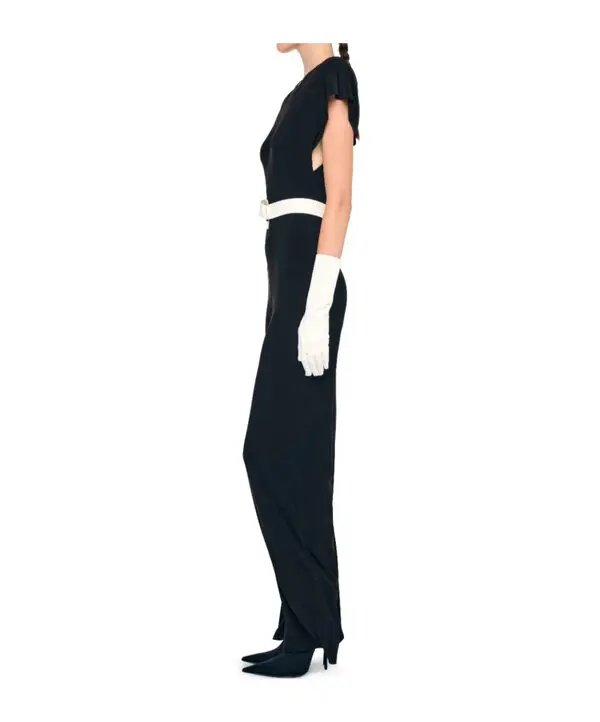 Norma Kamali Cap Sleeve Shoulder Pad Jumpsuit