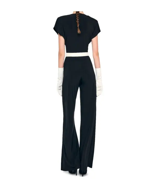 Norma Kamali Cap Sleeve Shoulder Pad Jumpsuit