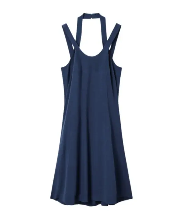 Emporio Armani Halterneck Midi Dress With Jacquard Detail - Blue