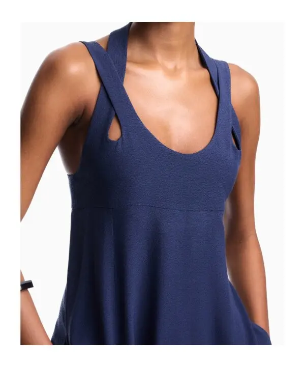 Emporio Armani Halterneck Midi Dress With Jacquard Detail - Blue