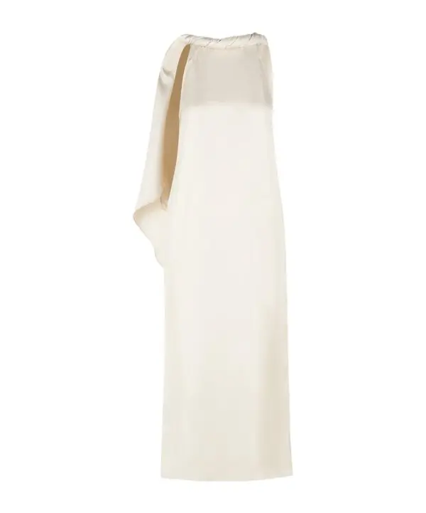Loulou De Saison Collared Scarf Midi Dress - White