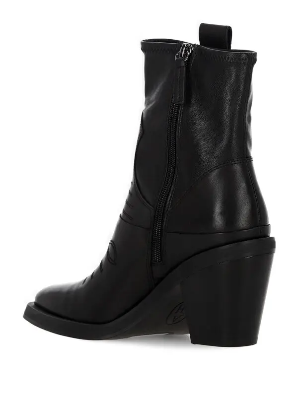 Ash Square Toe Ankle Boots With Block Heel