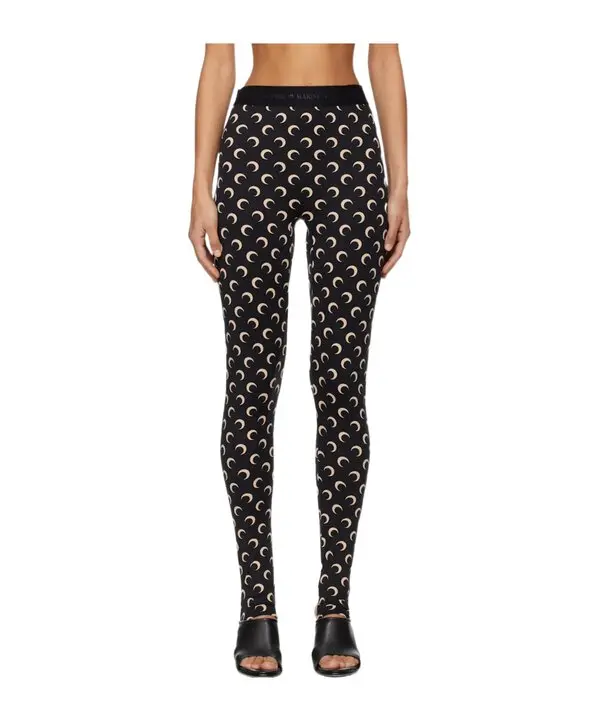 MARINE SERRE Recycled Moon Jersey Stirrup Leggings - Black