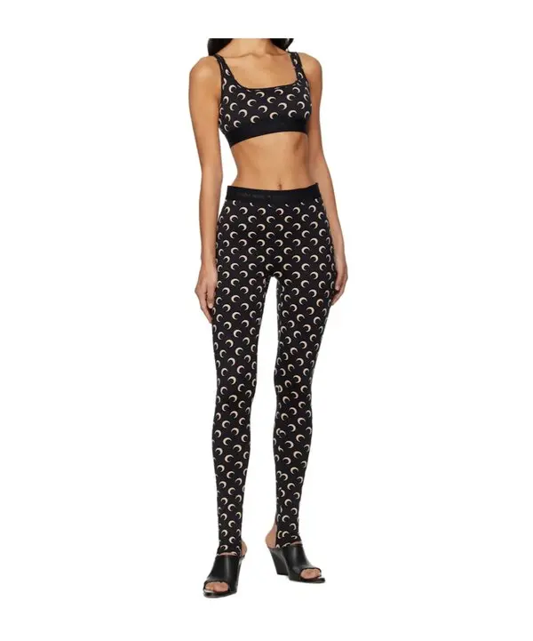 MARINE SERRE Recycled Moon Jersey Stirrup Leggings - Black
