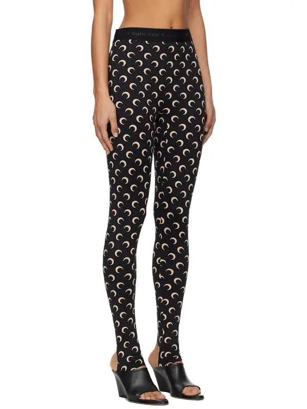MARINE SERRE Recycled Moon Jersey Stirrup Leggings - Black