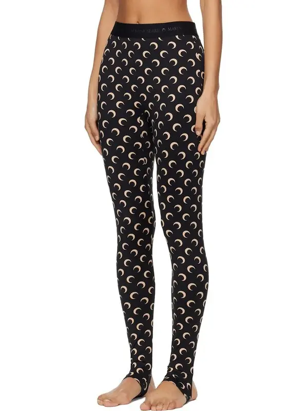 MARINE SERRE Recycled Moon Jersey Stirrup Leggings - Black