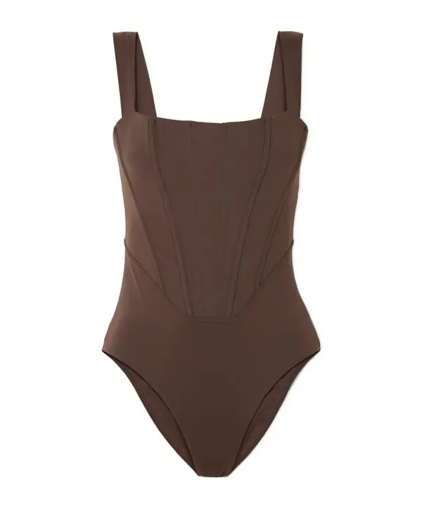 Staud Adelaide One Piece Swimsuit - Dark Chocolate