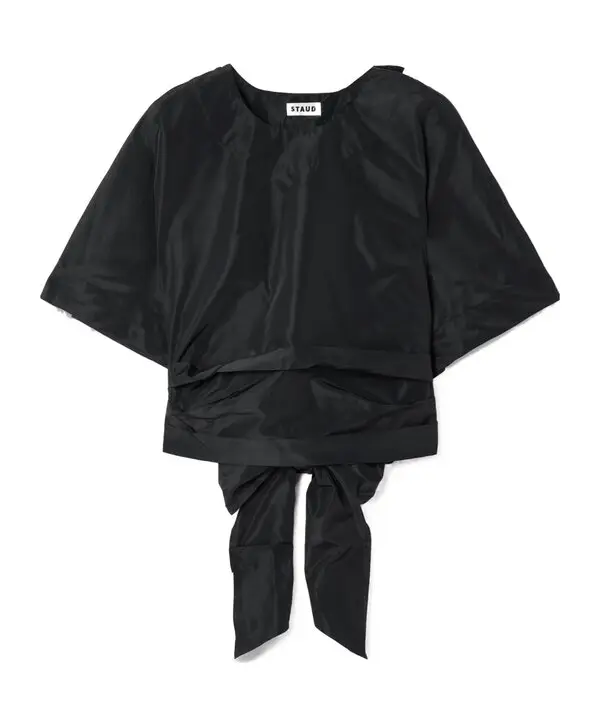 Staud Michelina Tie-front Top - Black