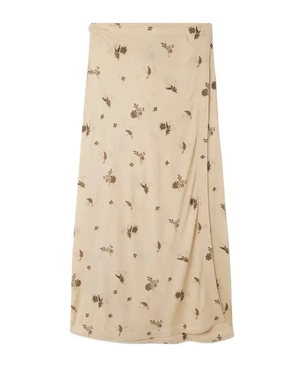 TOTEME Floral-print Jersey Maxi Wrap Skirt - Nude