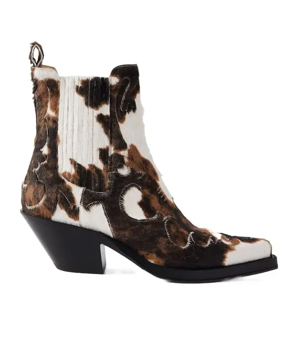 Gabriela Hearst Cassidy Cow-print Calf Hair Ankle Boots - Black