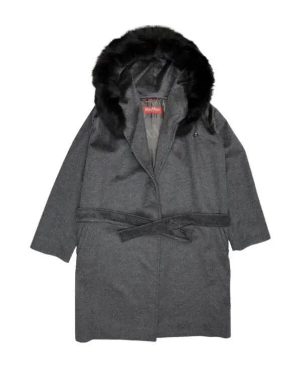 Max Mara Wool Blend Coat With Fur Trimmed Hood