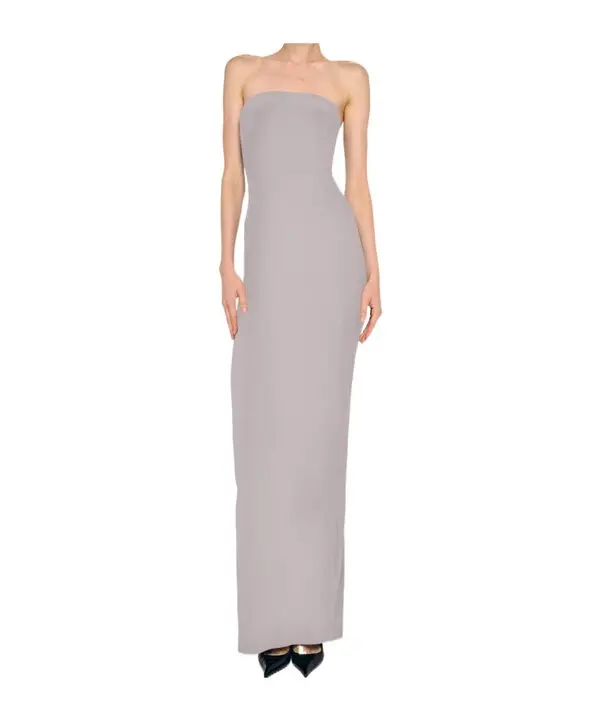 Norma Kamali Strapless Gown With Back Slit - Grey