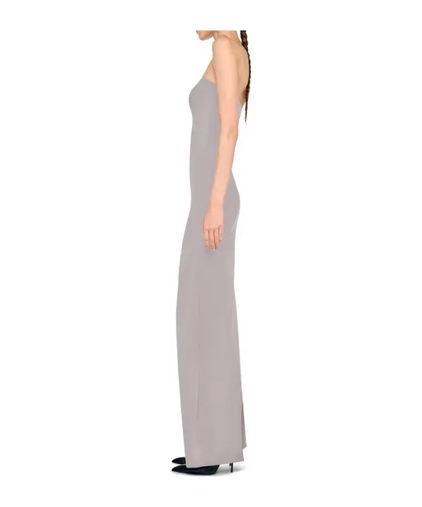 Norma Kamali Strapless Gown With Back Slit - Grey