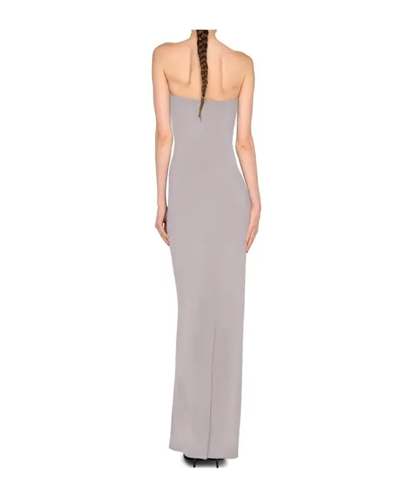 Norma Kamali Strapless Gown With Back Slit - Grey