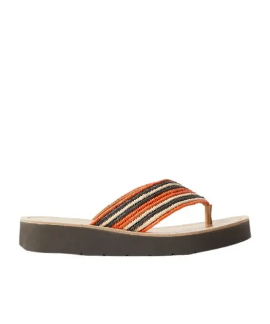 Gabriela Hearst Clemence Striped Raffia Platform Flip Flops