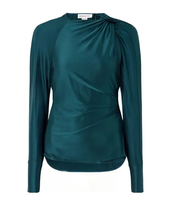 Victoria Beckham Twisted Satin Top - Blue