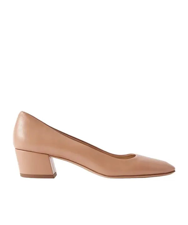 Gabriela Hearst Leather Block Heel Pumps - Nude