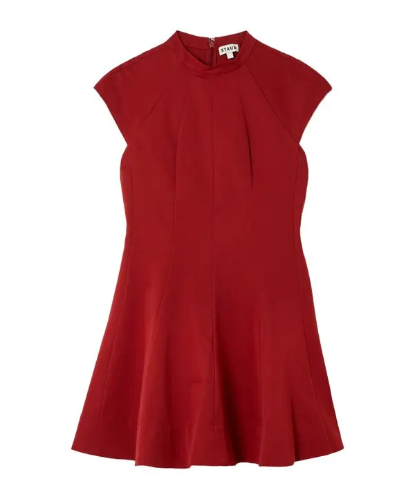 Staud Ellie Mini Dress With High Neck And Short Sleeves