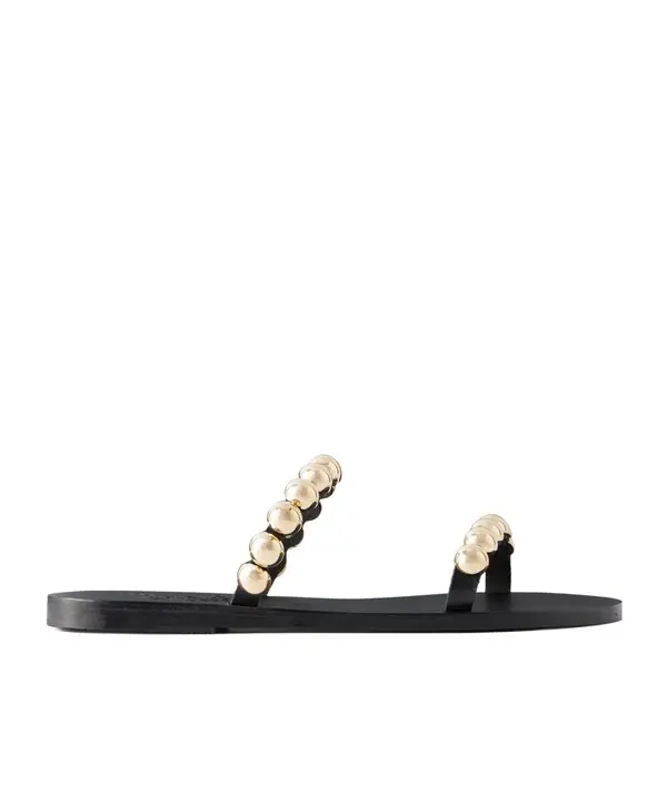 ANCIENT GREEK SANDALS Lambri Studded Leather Flats - Black