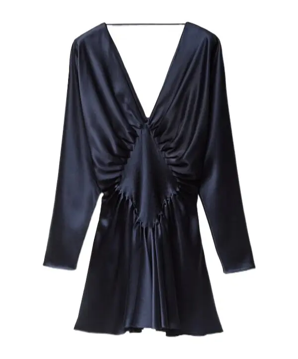 Versace Draped V-neck Mini Dress - Navy