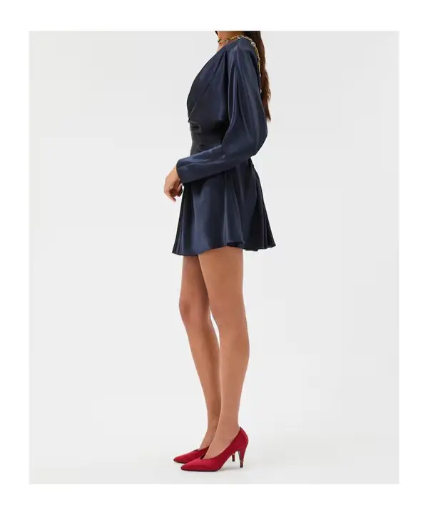 Versace Draped V-neck Mini Dress - Navy