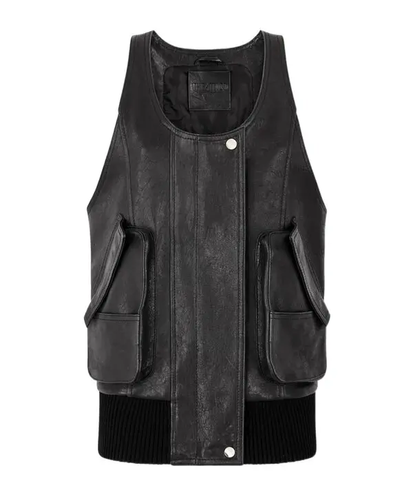 Attico Sleeveless Crew Neck Blouson With Patch Pockets