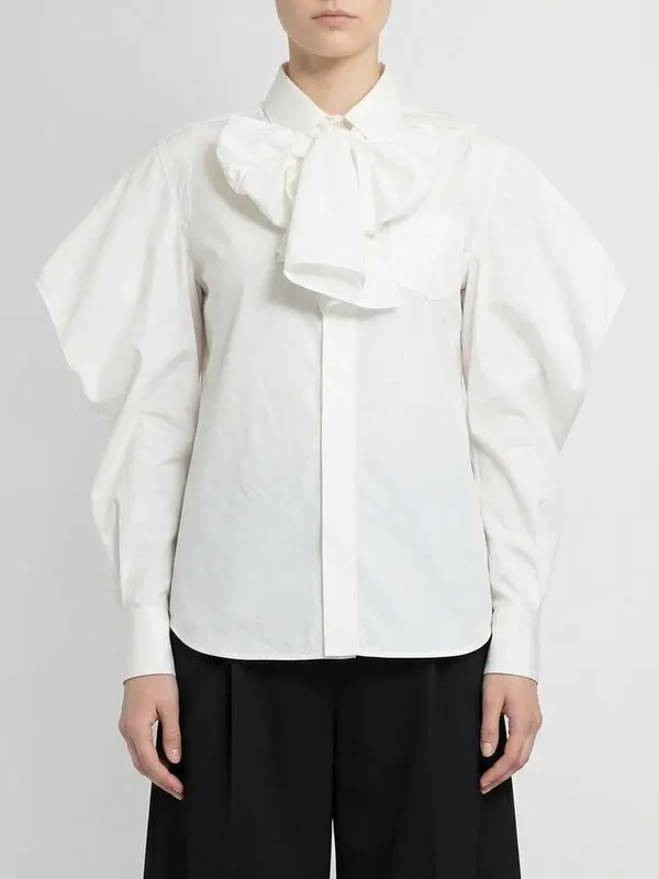 Sacai Tie-neck Ruffled-sleeve Shirt - No