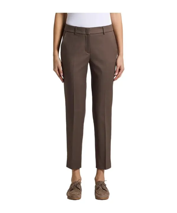 Peserico Iconic Cigarette Trousers - Bark Brown