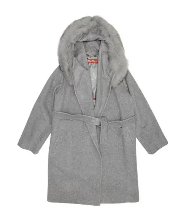 Max Mara Wool Hooded Coat With Fur Trim