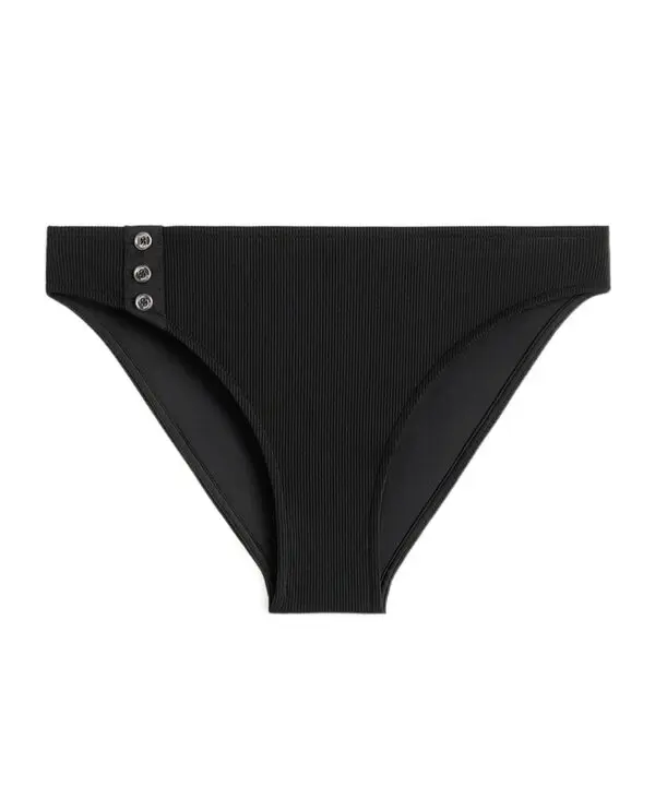 TOTEME Ribbed Button Bikini Bottom - Black