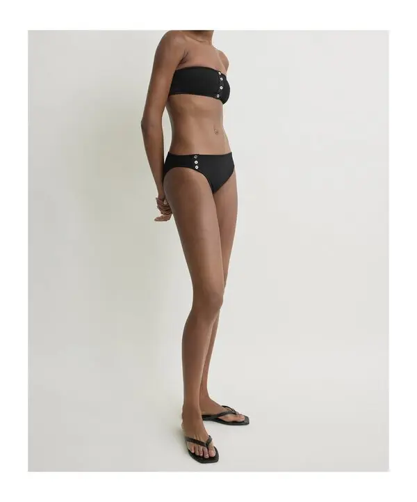 TOTEME Ribbed Button Bikini Bottom - Black