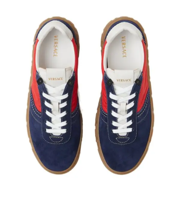 Versace Greca Lace-up Low Top Sneakers - Blue  Red