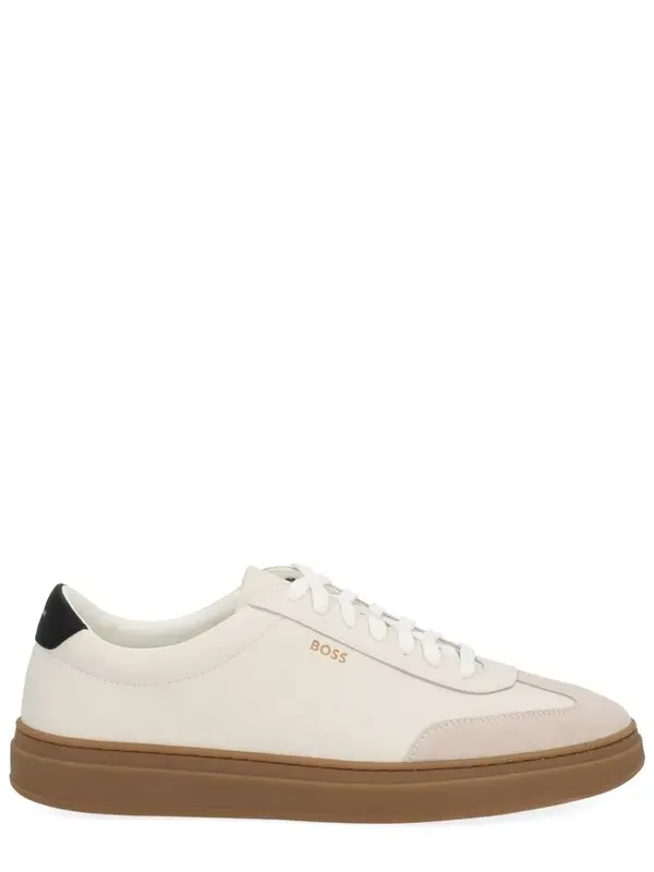Hugo Boss Kieran Leather Lace-up Sneakers With Perforated Details - Pink