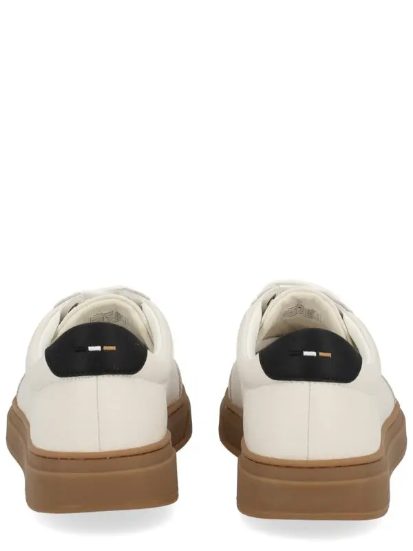 Hugo Boss Kieran Leather Lace-up Sneakers With Perforated Details - Pink