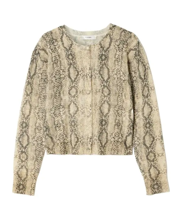 FRAME Snake Print Cashmere Cardigan