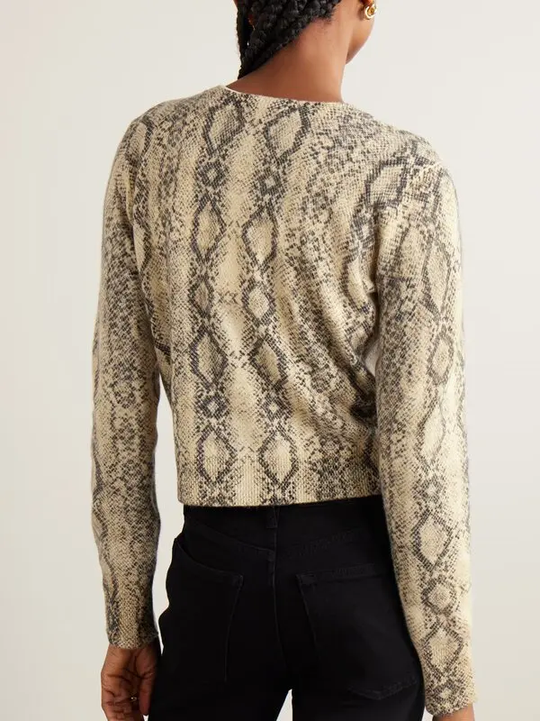 FRAME Snake Print Cashmere Cardigan