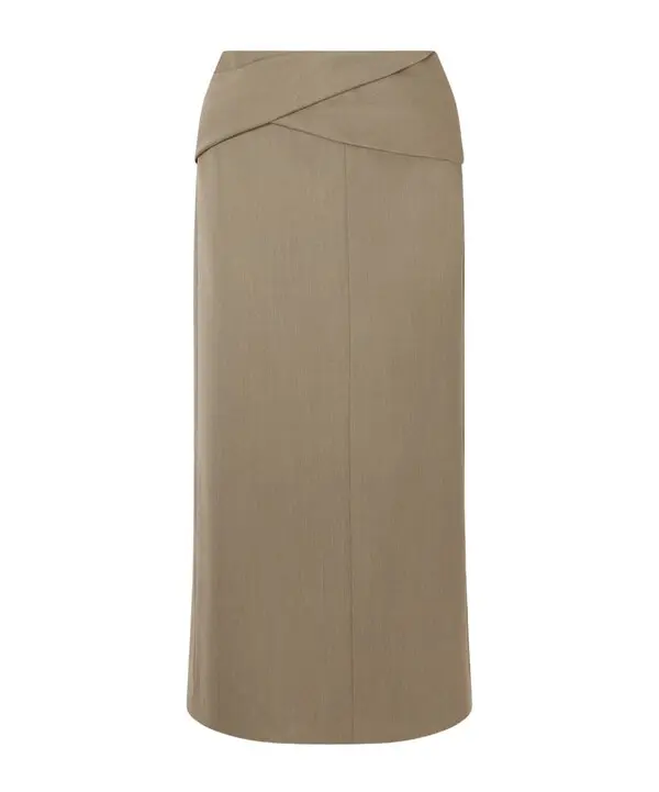 Victoria Beckham Belted Wool-blend Twill Midi Skirt