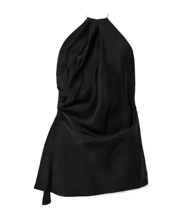 Victoria Beckham Gathered Satin Top With Chain Embellishment