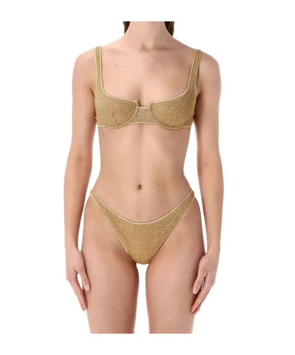 Oseree Lurex Underwire Bikini - Gold