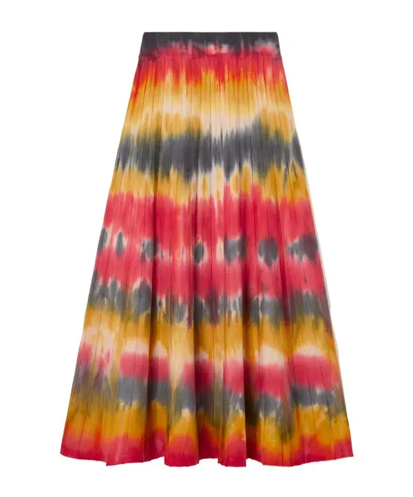 Gabriela Hearst Ella Pleated Tie-dye Cashmere Midi Skirt - Red