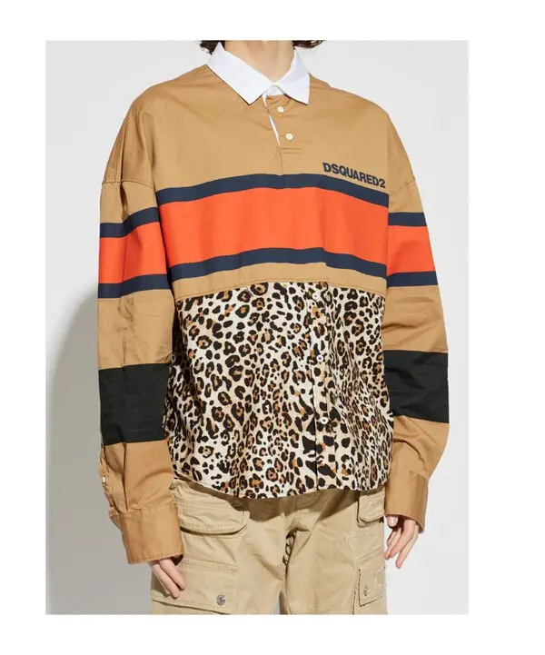 Dsquared2 Panelled Print Polo Shirt